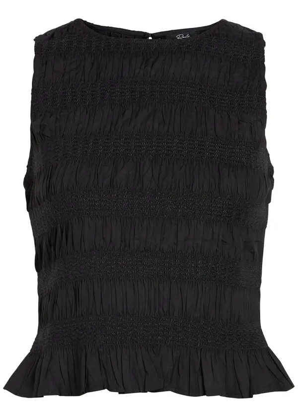 Rails Smocked Cotton Peplum Top - Black