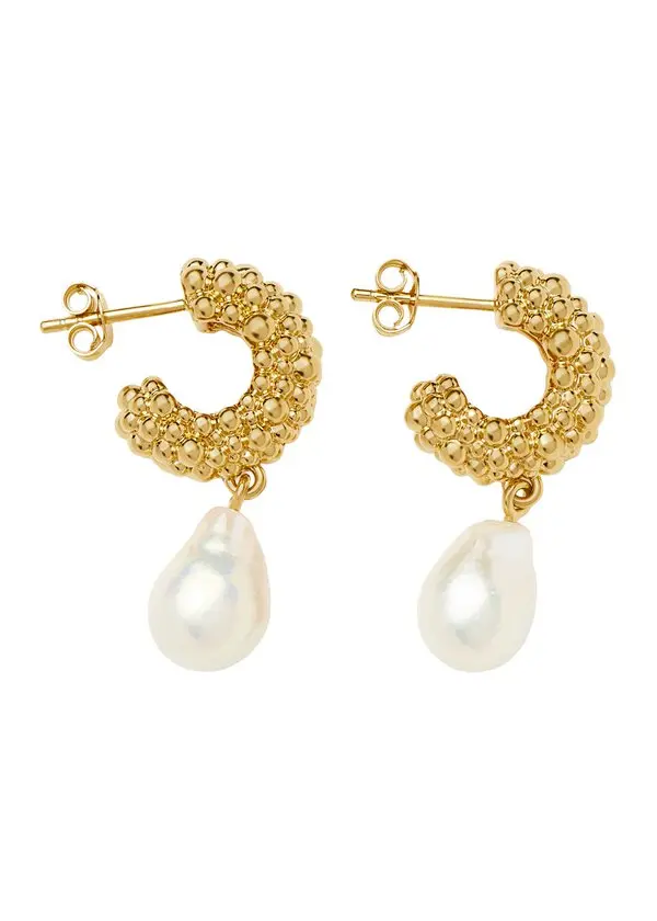 MISSOMA Pearl Drop Hoop Earrings - Gold
