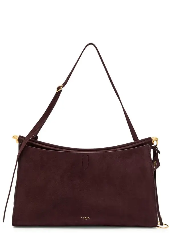 Alaïa Le Click Pocket 35 Nubuck Shoulder Bag - Dark Brown
