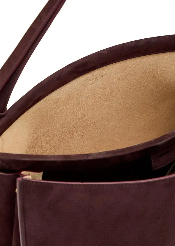 Alaïa Le Click Pocket 35 Nubuck Shoulder Bag - Dark Brown