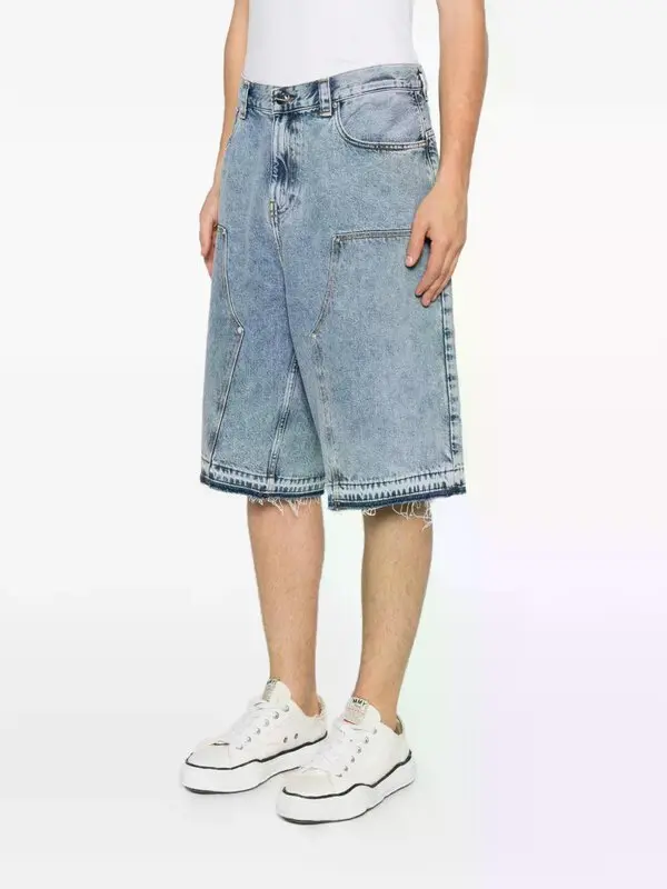 REPLAY Panelled Frayed-hem Shorts - Blue