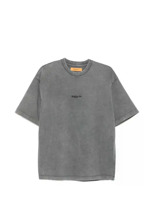 REPLAY Logo-embroidered Acid-wash T-shirt - Grey