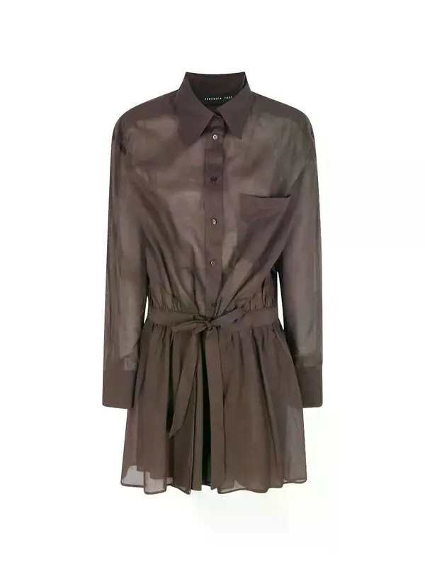 Federica Tosi Drawstring Waist Cotton-muslin Mini Dress - Brown
