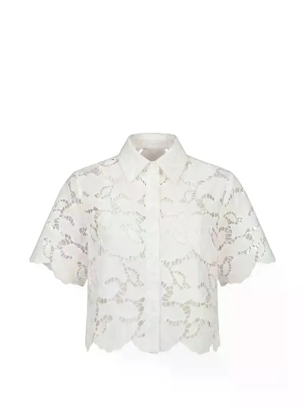 NICHOLAS Sonora Broderie Anglaise Cropped Shirt - White