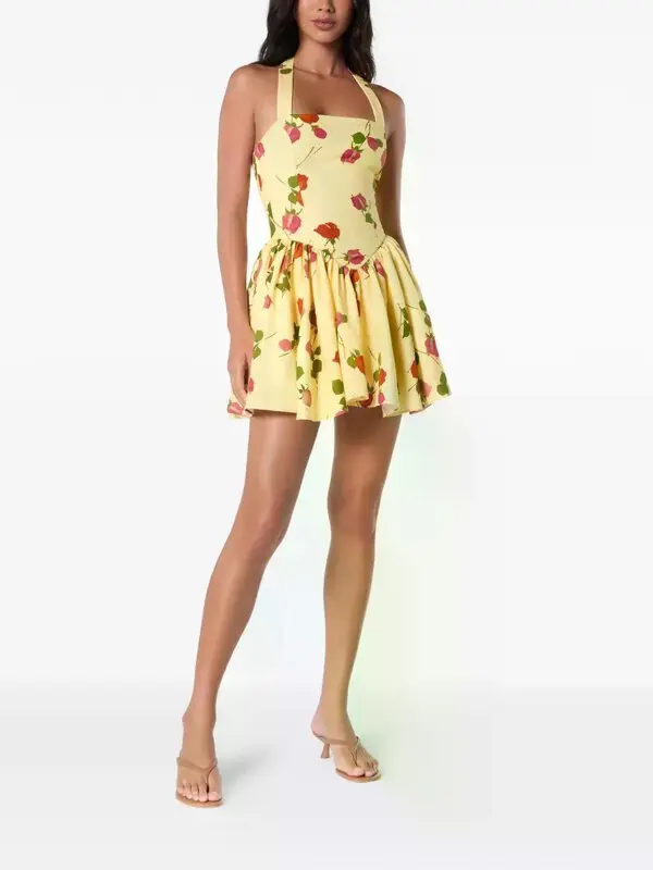 NICHOLAS Amalie Floral-print Halterneck Dress - Yellow