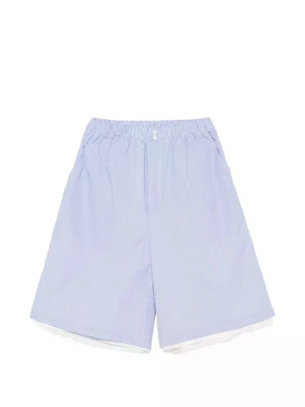 PAURA Striped Raw-cut Shorts - Blue