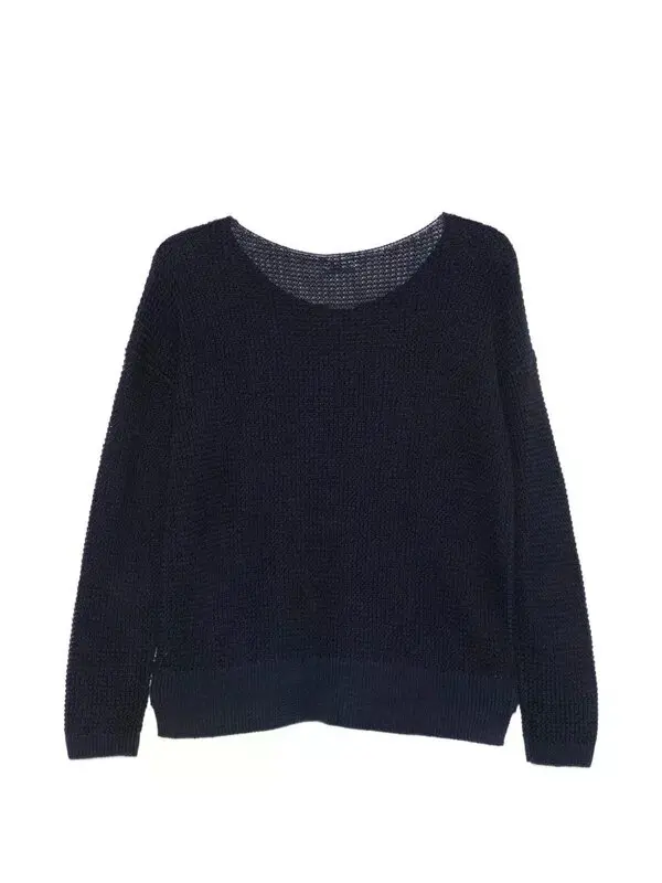 Akris Navy Open-knit Boat-neck Sweater - Blue