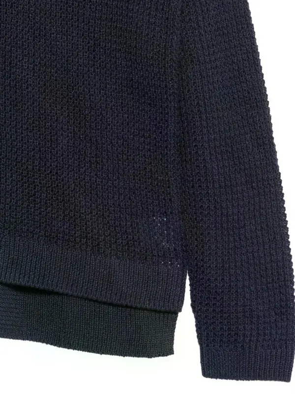 Akris Navy Open-knit Boat-neck Sweater