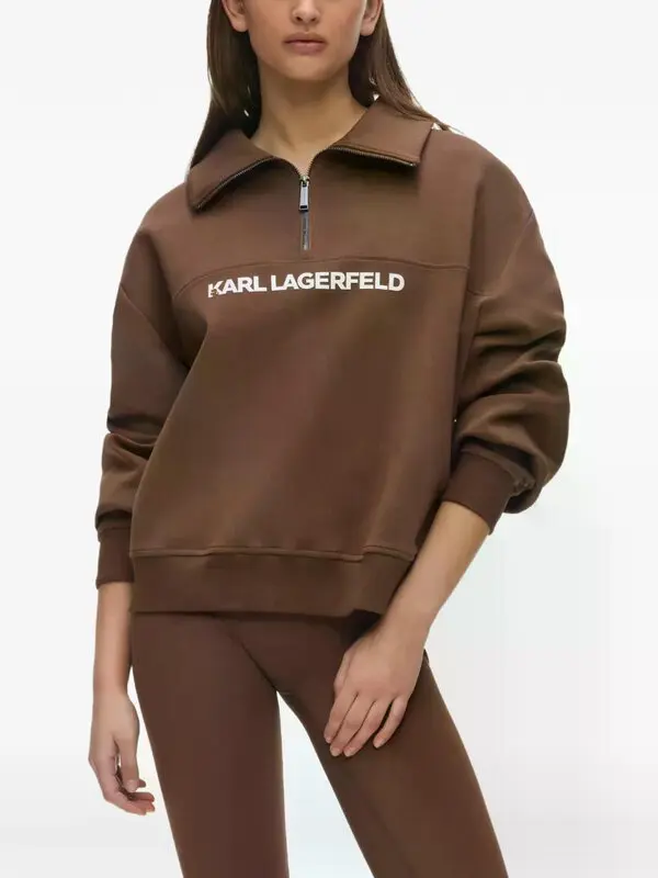 Karl Lagerfeld Logo Print Quarter-zip Sweatshirt