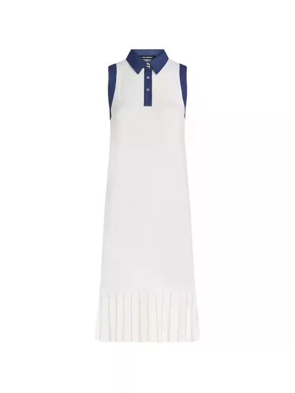 Karl Lagerfeld Knitted Pleated Hem Mini Dress - White