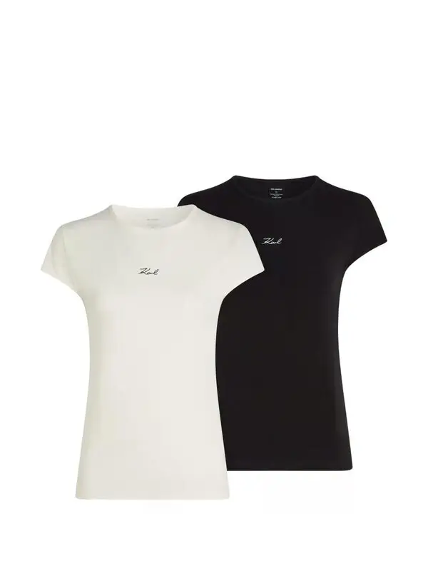 Karl Lagerfeld Logo-print Stretch-jersey Cotton T-shirt - Neutrals