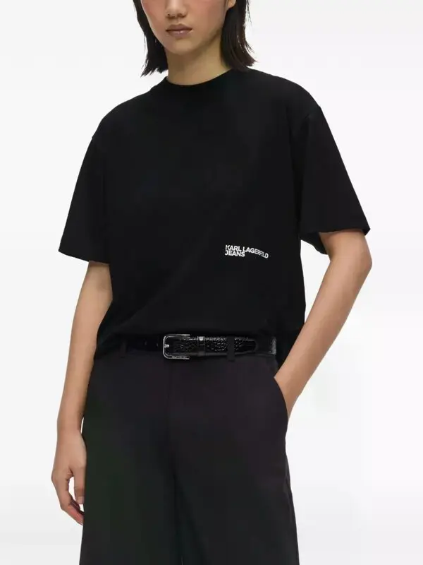 Karl Lagerfeld Regular-fit T-shirt With Flocked Floral Detail