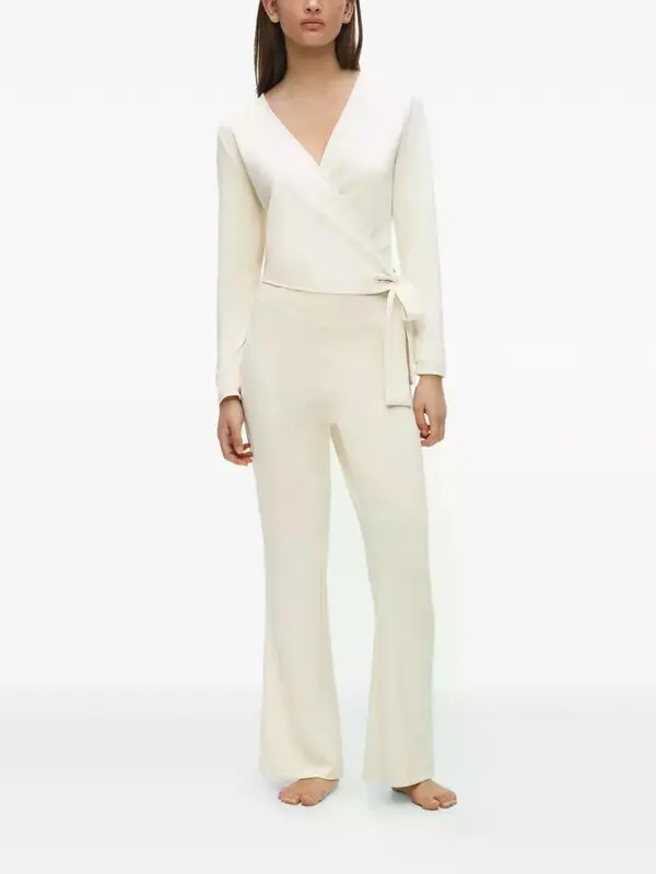 Karl Lagerfeld Logo Plaque Crossover Waistband Trousers - White