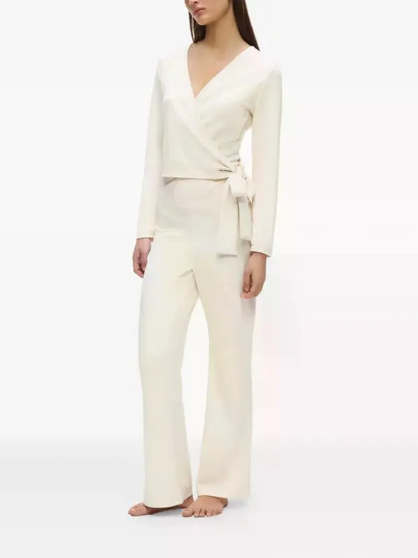 Karl Lagerfeld Logo Plaque Crossover Waistband Trousers - White