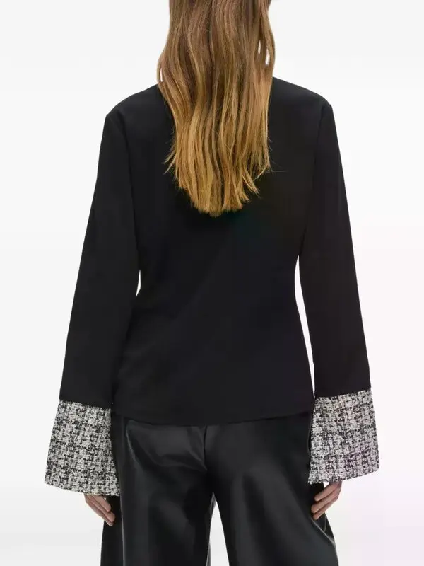 Karl Lagerfeld Bouclé-trim Long-sleeve Polo Shirt