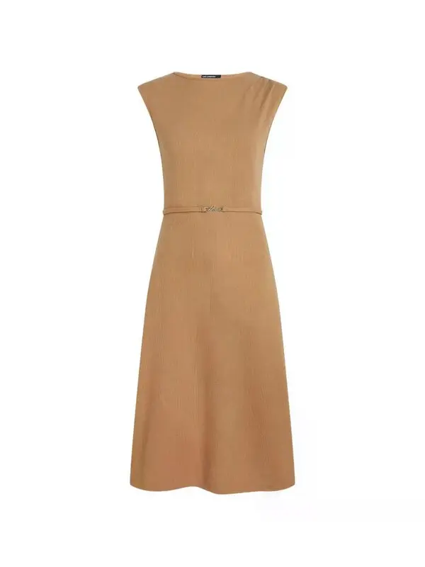 Karl Lagerfeld Pleated Shoulder Midi Dress - Neutrals