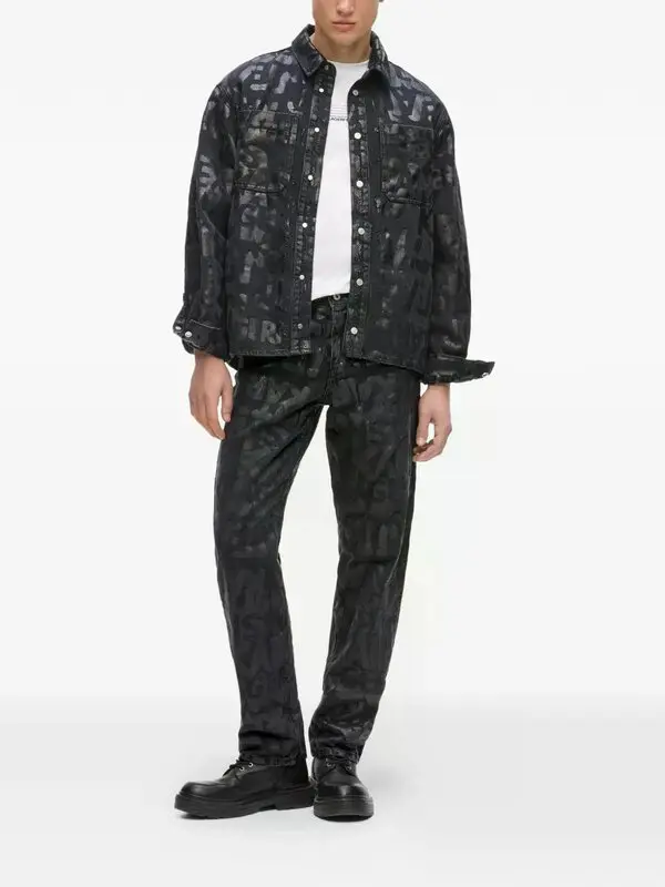 Karl Lagerfeld All-over Logo Print Straight Leg Jeans