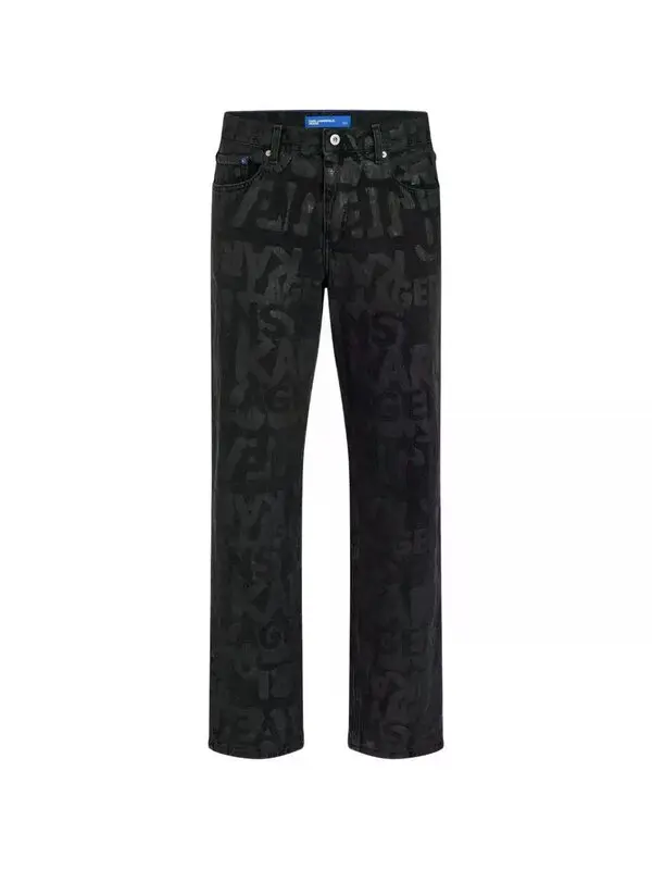 Karl Lagerfeld All-over Logo Print Straight Leg Jeans - Black