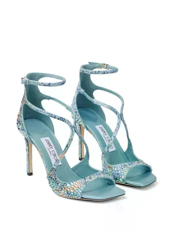 JIMMY CHOO Azia 95 Crystal-embellished Sandals - Blue