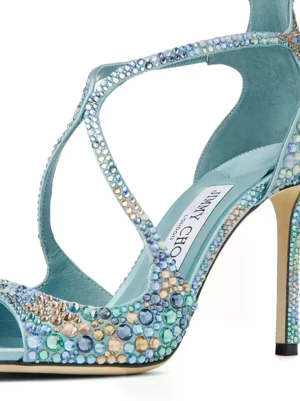 JIMMY CHOO Azia 95 Crystal-embellished Sandals - Blue