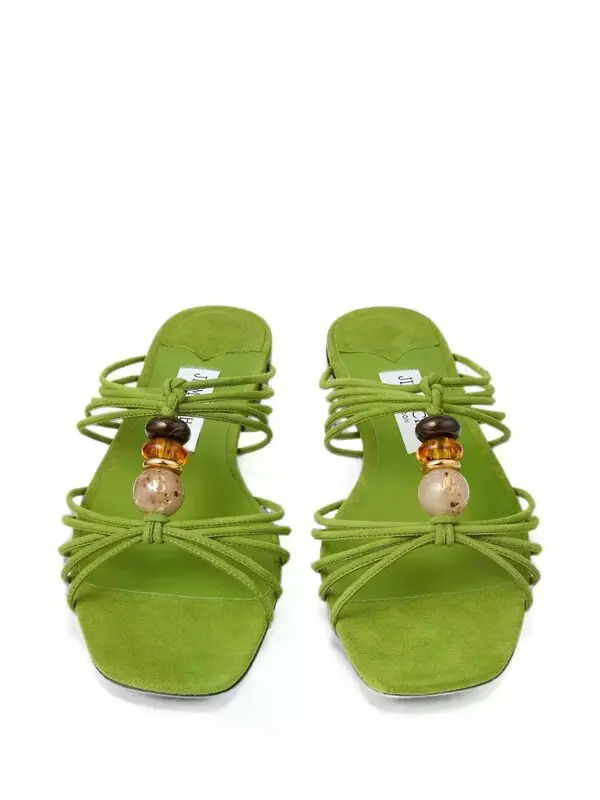 JIMMY CHOO Lova Mule Flat In Suede With Hand-knotted Detail
