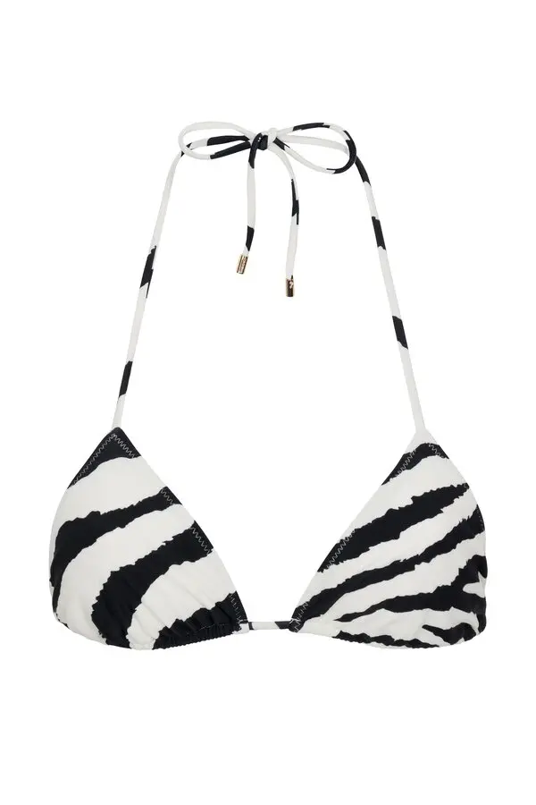 SUNKISSED Wild Zebra Triangle Bikini Top - Black/white