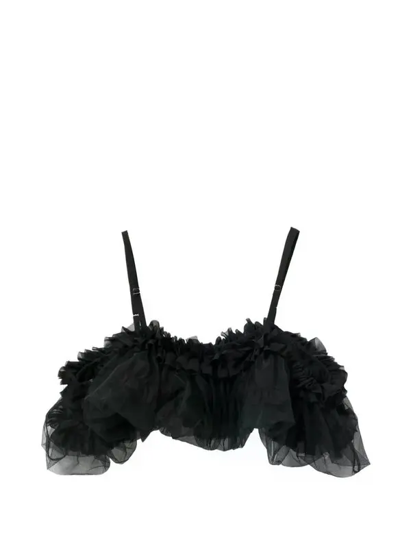 Noir Kei Ninomiya Ruffled Top With Adjustable Straps - Black
