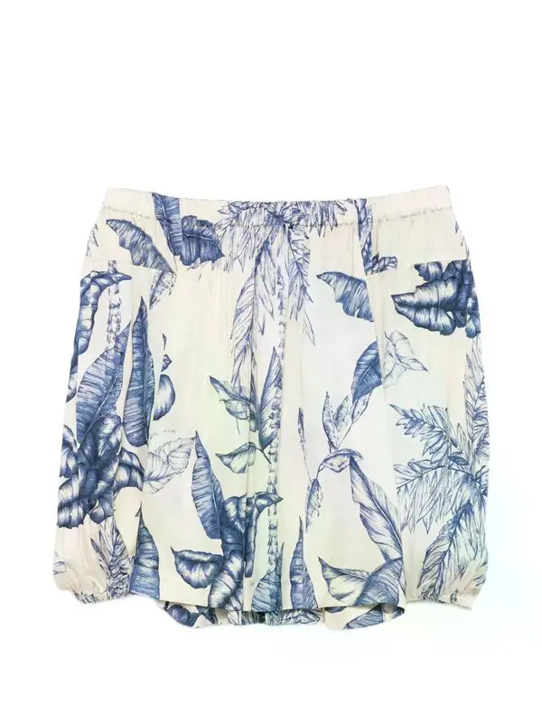 CLIPS Leaf Print Off-shoulder Top