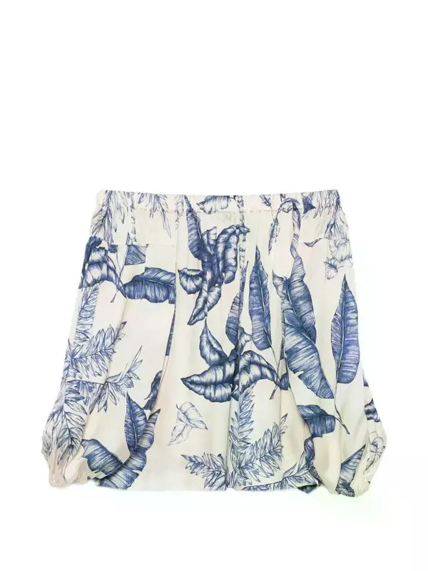CLIPS Leaf Print Off-shoulder Top
