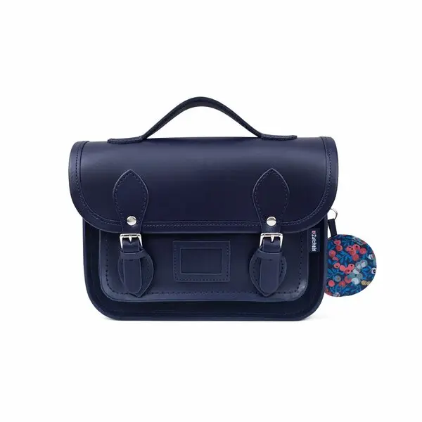 ZATCHELS Leather Midi Satchel With Floral Lining