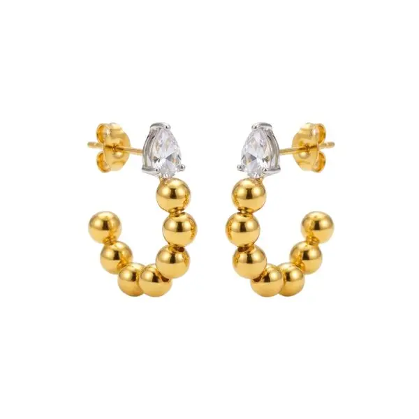 SPERO LONDON Six Bead Baguette Stone Sterling Silver Earrings - Gold
