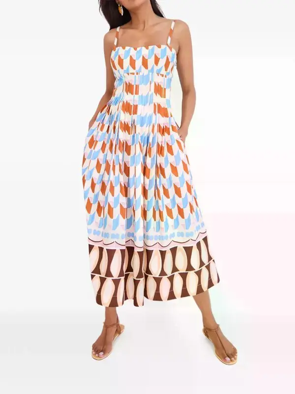 Cara Cara Sea Island Geometric Print Midi Dress