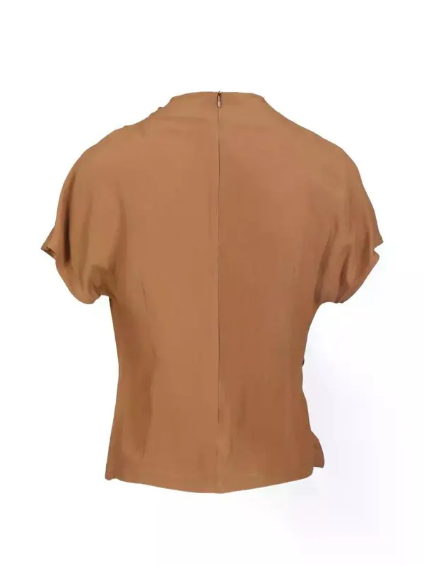 Federica Tosi Short Sleeve Knot Detail Blouse - Brown