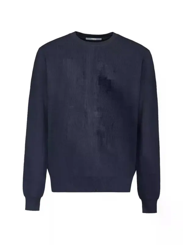 PEOPLE OF SHIBUYA Crew Neck Raglan Sleeve Sweater - Blue