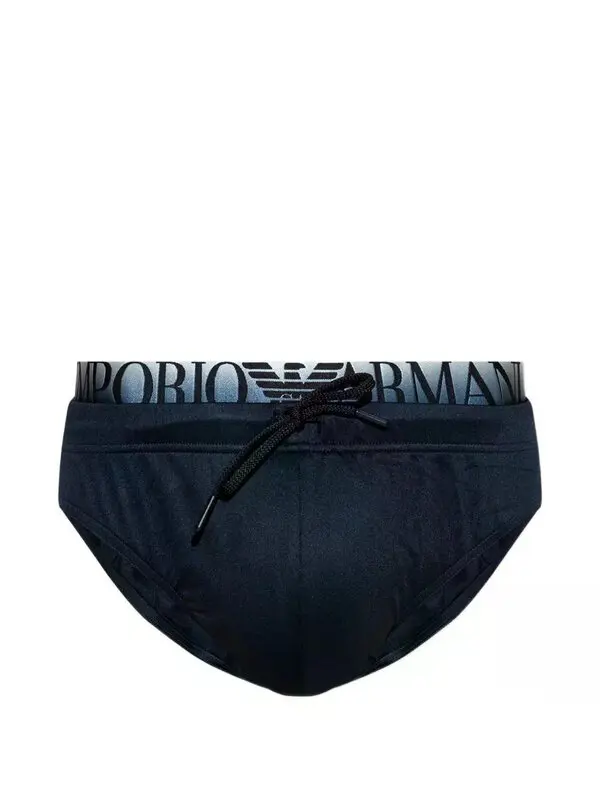 Emporio Armani Logo-waistband Drawstring-fastening Swim Briefs - Blue