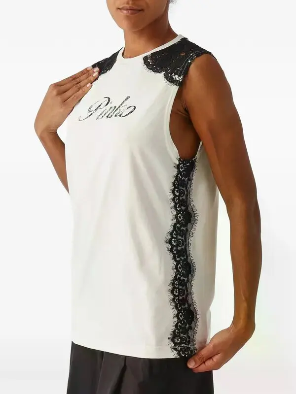 Pinko Lace-trim Logo Print Top