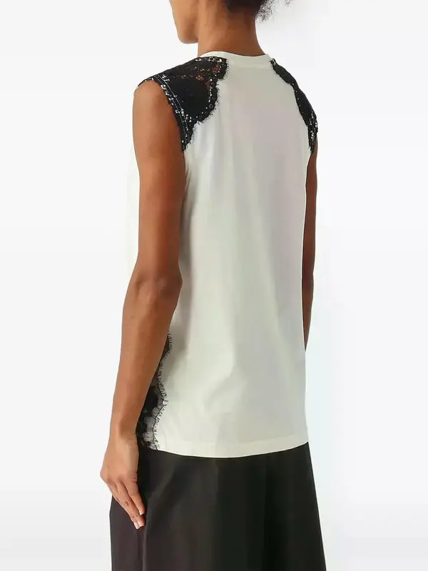 Pinko Lace-trim Logo Print Top