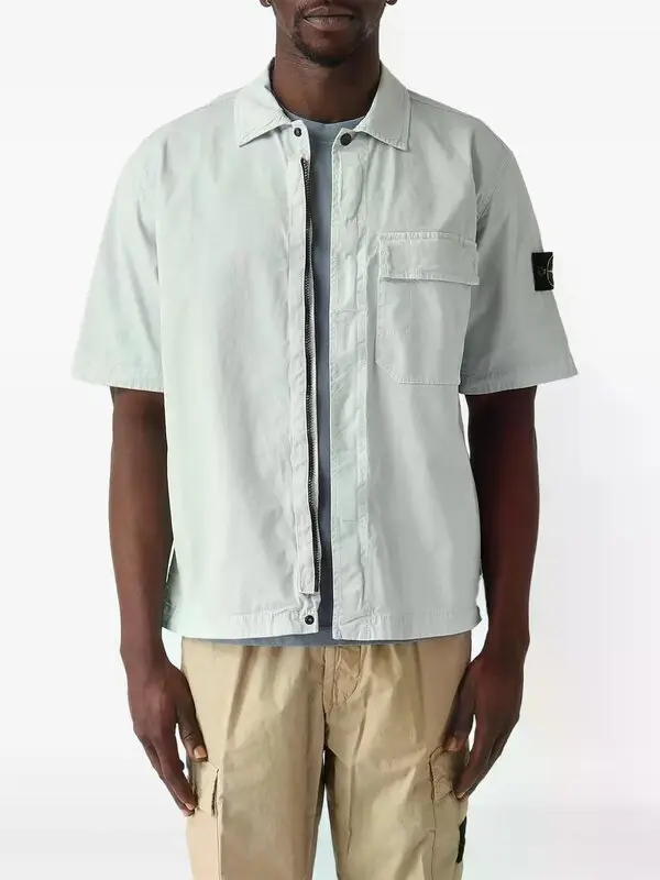 Stone Island Logo-patch Zip-up Shirt