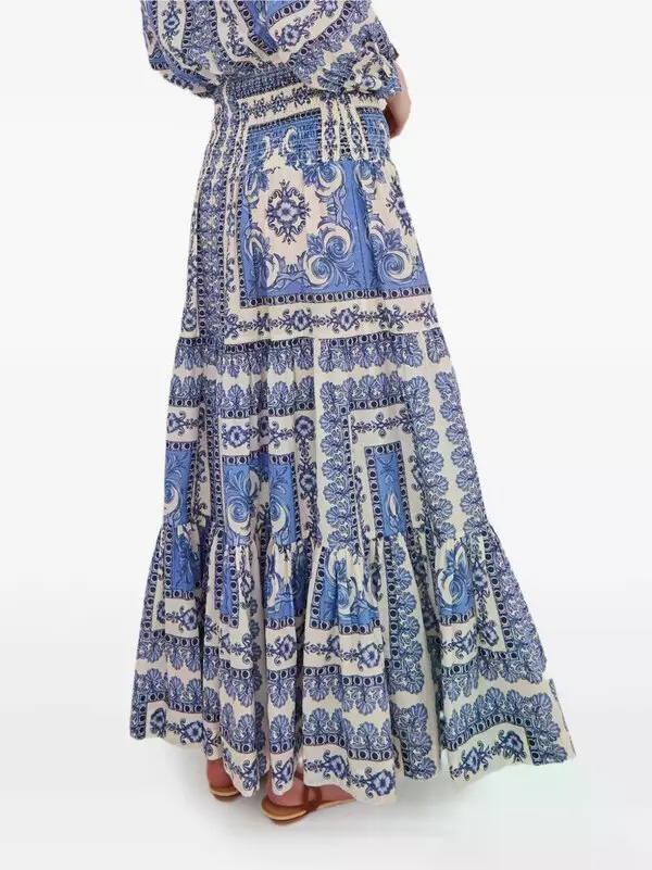 Cara Cara Emilia Tiered Scarf-print Maxi Skirt