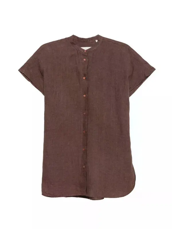 XACUS Nevil Short-sleeve Band-collar Blouse
