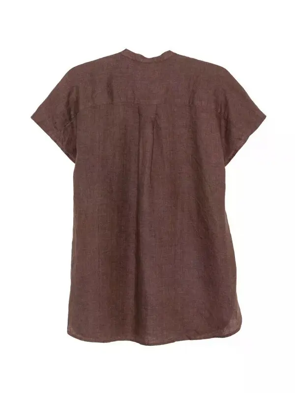 XACUS Nevil Short-sleeve Band-collar Blouse