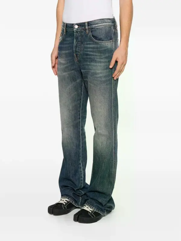 NUMERI Faded Effect Whiskered Jeans