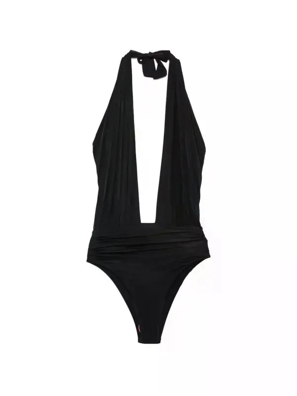 Balmain Logo-detail Halterneck Swimsuit - Black