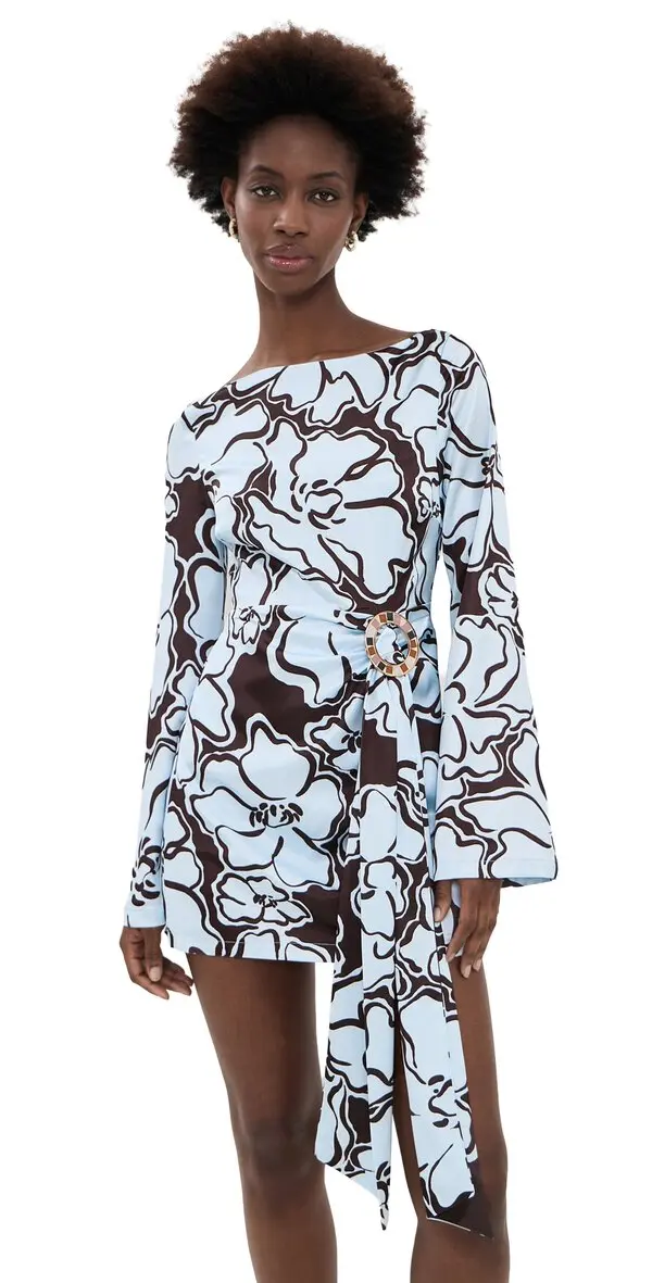 SEVEN WONDERS Kaeli Mini Dress - Zara Florals Chocolate & Blue
