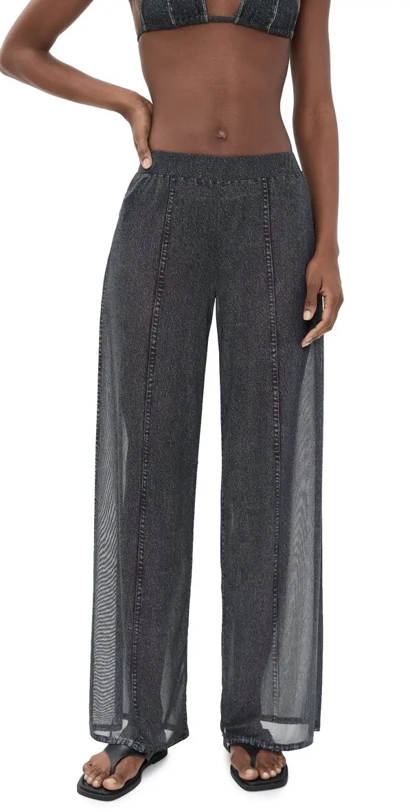 Rag & Bone Miramar Mesh Wide Leg Pants - Washed Black