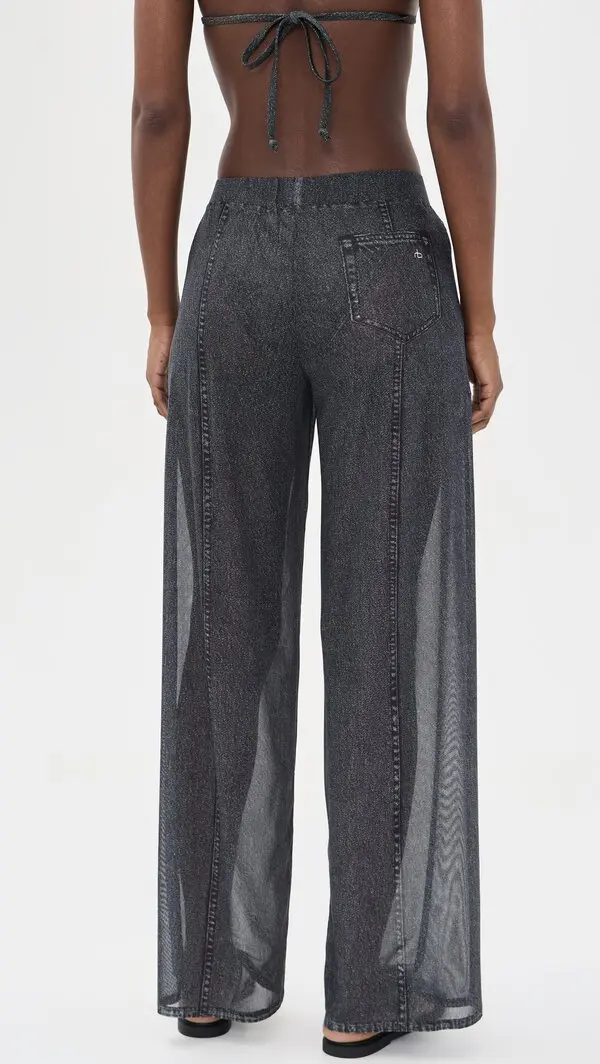 Rag & Bone Miramar Mesh Wide Leg Pants - Washed Black