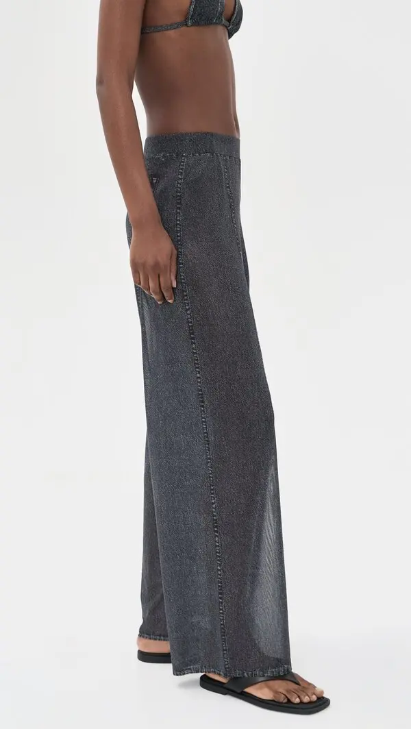 Rag & Bone Miramar Mesh Wide Leg Pants - Washed Black