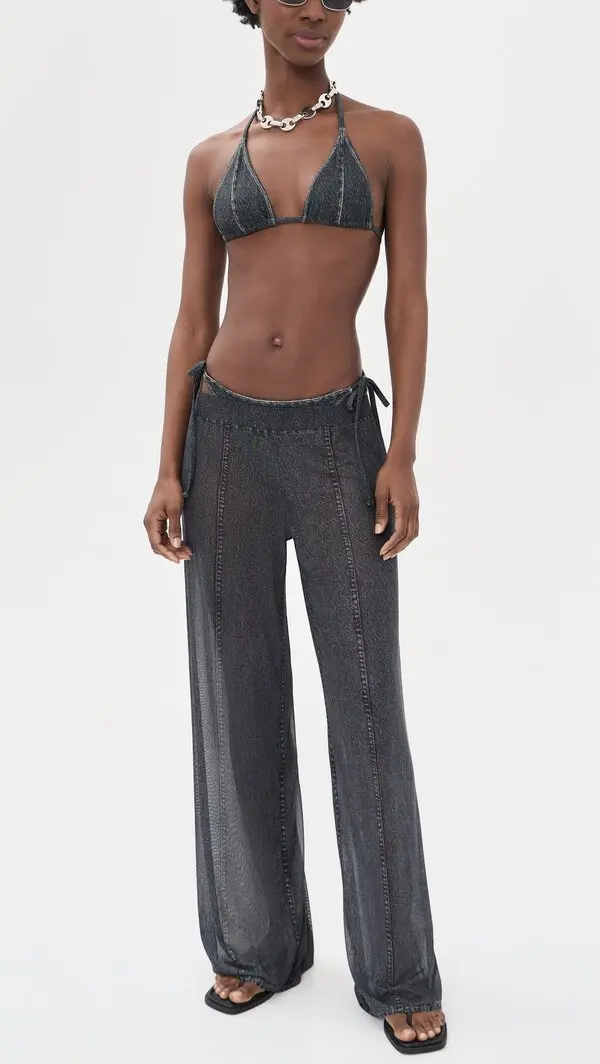 Rag & Bone Miramar Mesh Wide Leg Pants - Washed Black