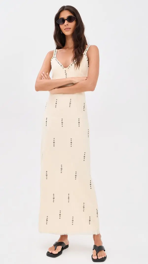 Rag & Bone Aubrey Maxi Dress With Grommet Accents - Ivory