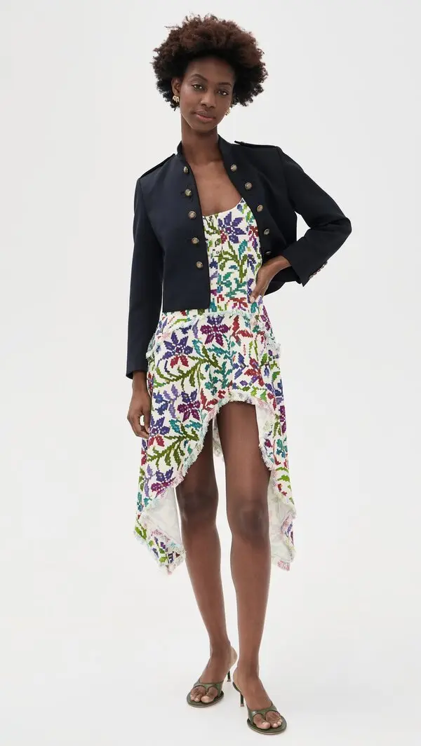 SIEDRES Belora Dress Asymmetrical Floral Midi Halterneck